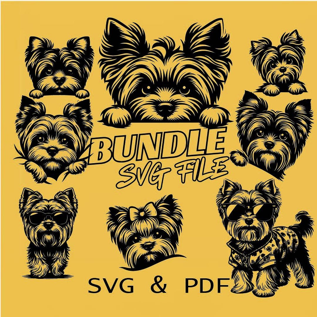 Peeking Yorkshire Terrier SVG - Cute Yorkie Laser Cut File - Engraving ...