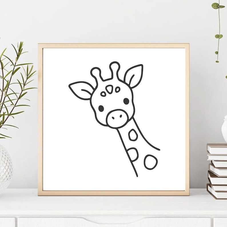 Peeking Baby Giraffe Cute Simple Minimalist Design File for Laser ...