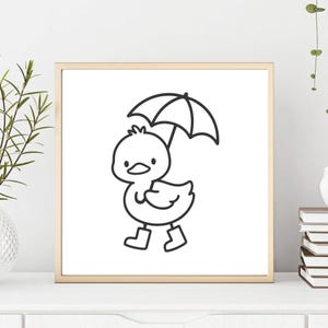 Cute Duck With Umbrella SVG Rainy Day Animal Clipart for Kids Crafts ...