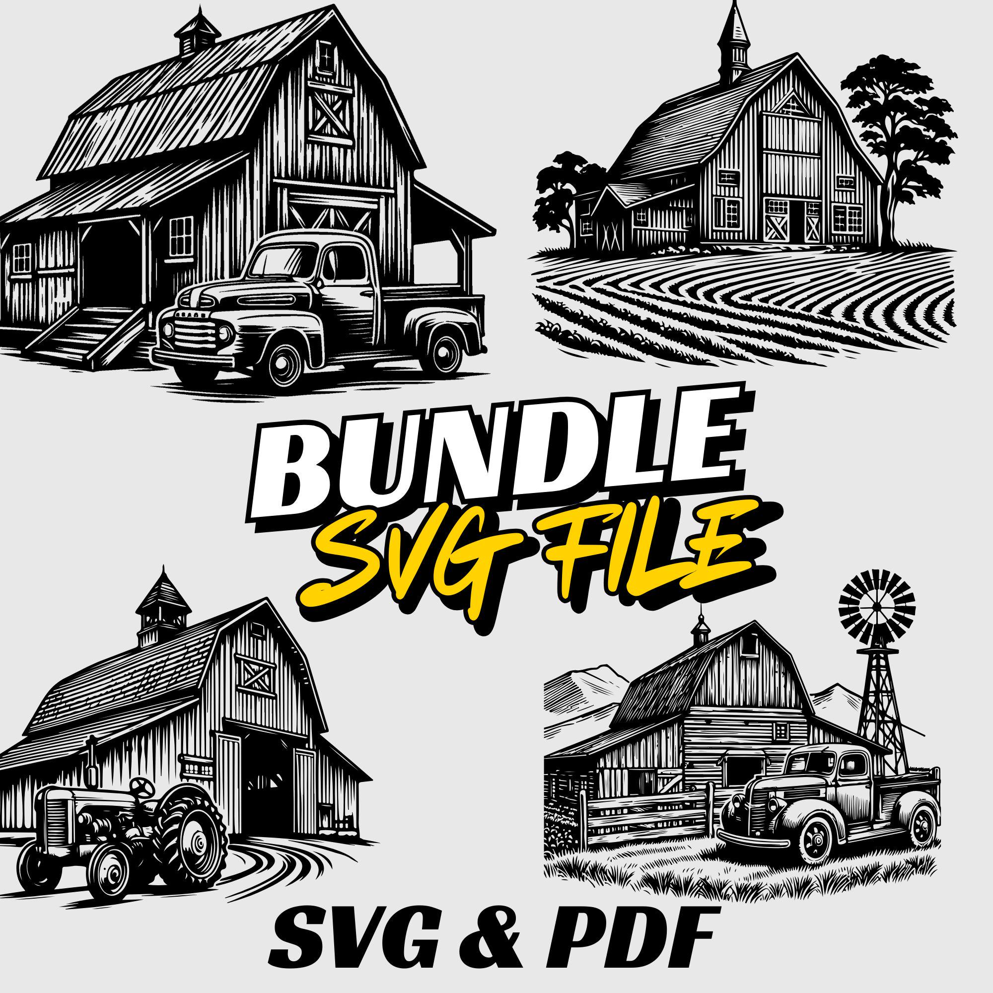 Bundle 10 Rustic Barn and Old Truck for Laser Cutting SVG Old Barn ...