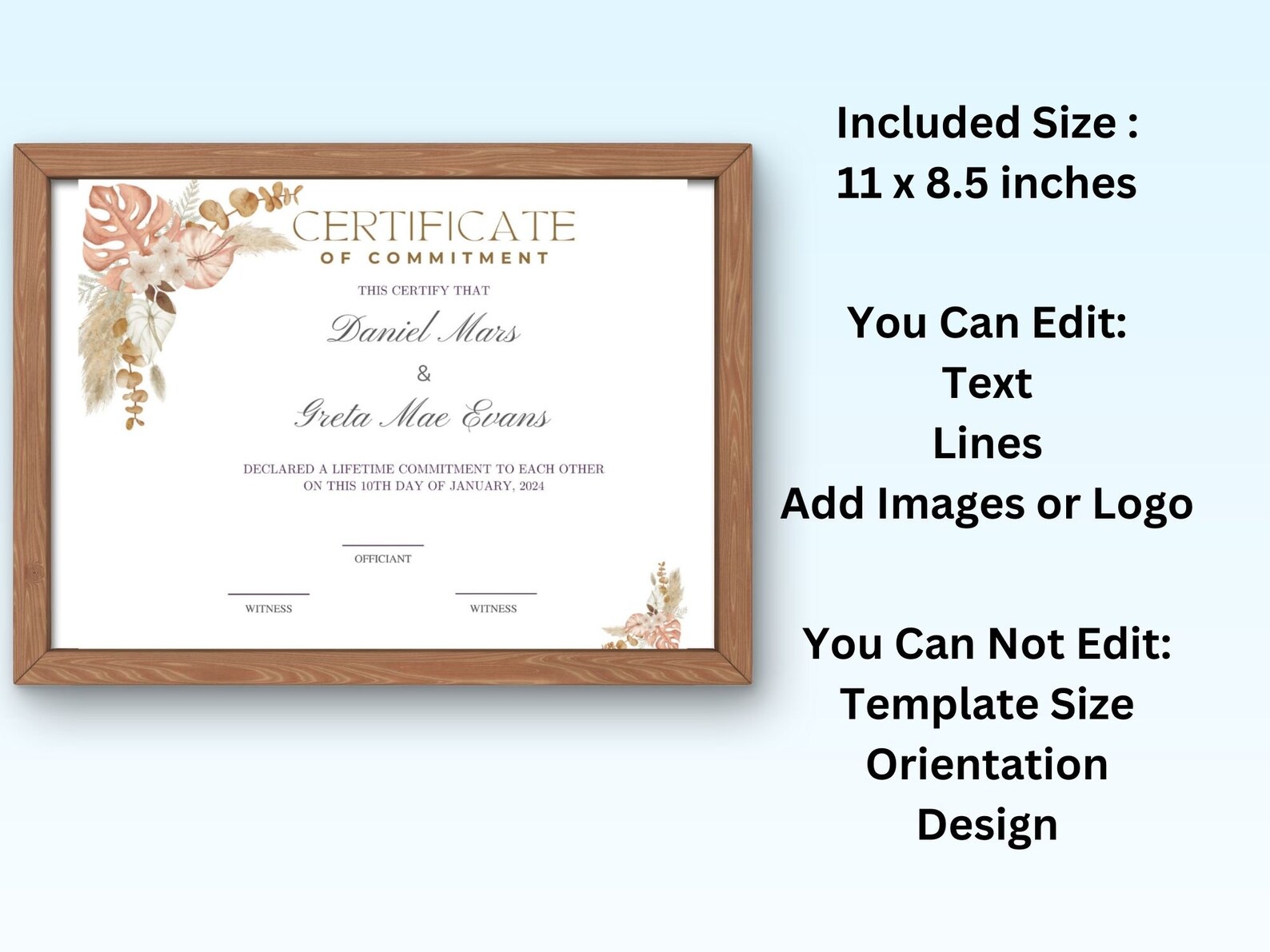 Commitment Certificate Template, Printable Certificate of Commitment ...