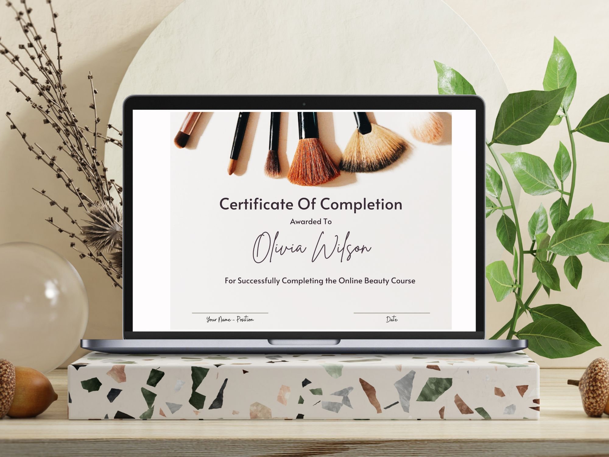 Editable Course Completion Certificate Template (11x8.5 Inches) - Etsy
