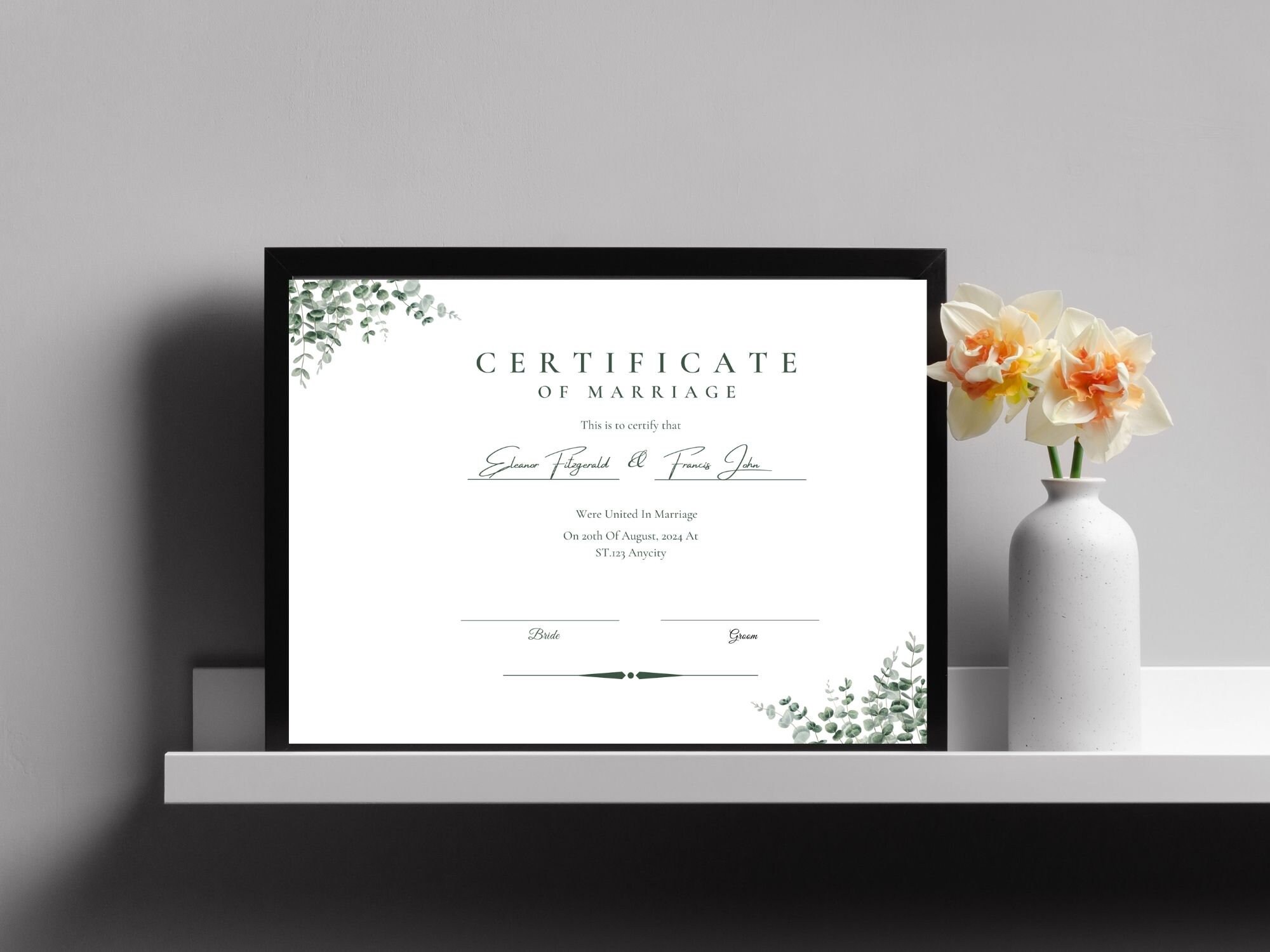 Editable Wedding Certificate Template, Marriage Certificate Printable ...