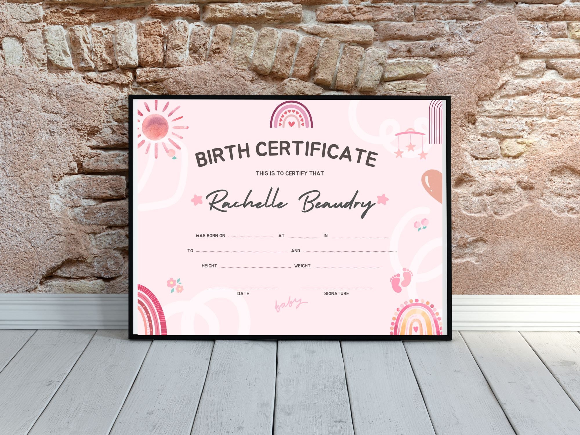 Editable Certificate of Birth Certificate Template, Baby Certificate ...