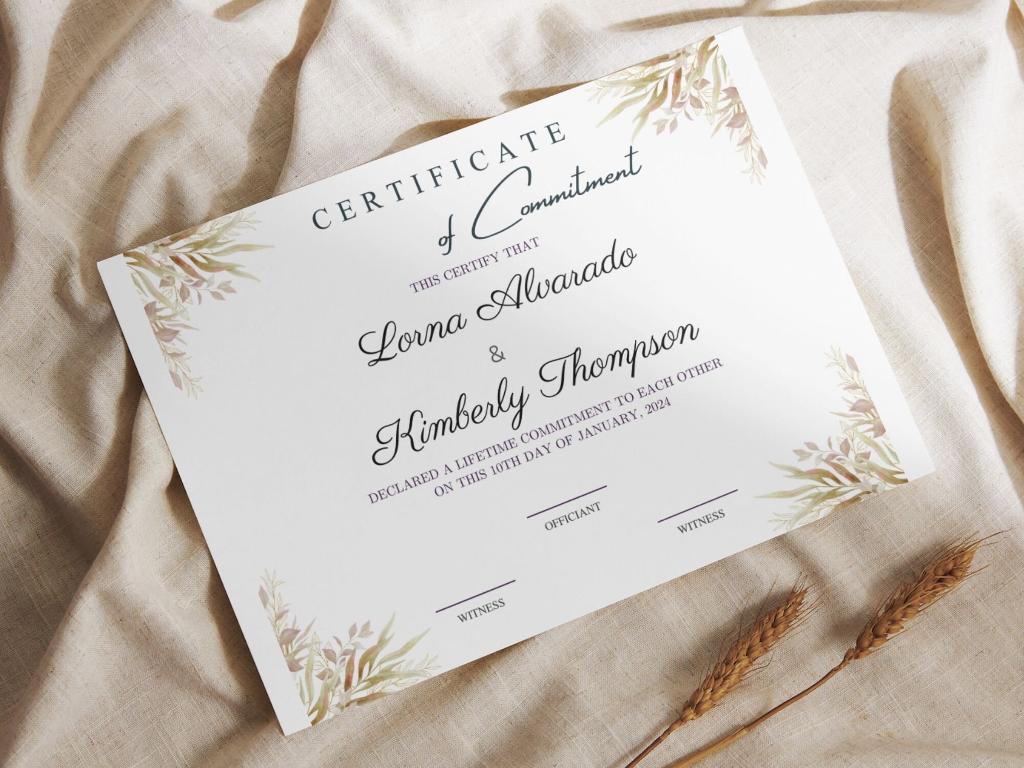 Printable Commitment Certificate Template: Editable Canva Design - Etsy
