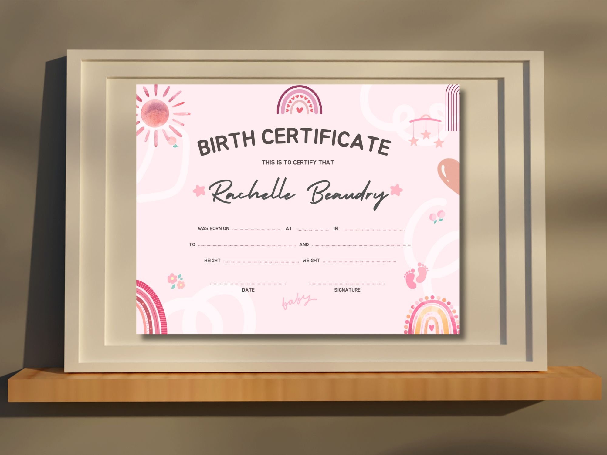 Editable Certificate of Birth Certificate Template, Baby Certificate ...