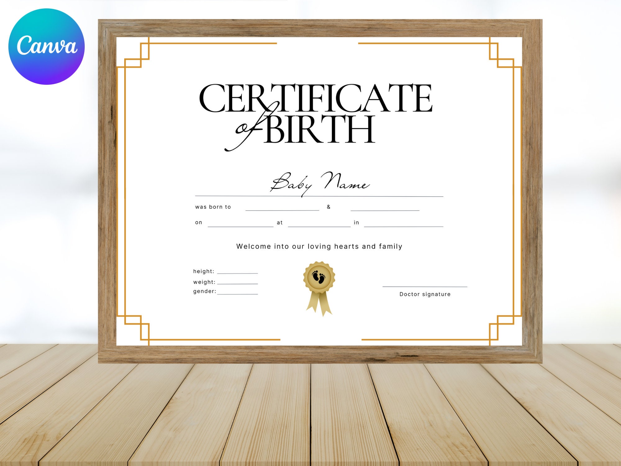 Editable Certificate of Birth Certificate Template, Baby Certificate ...