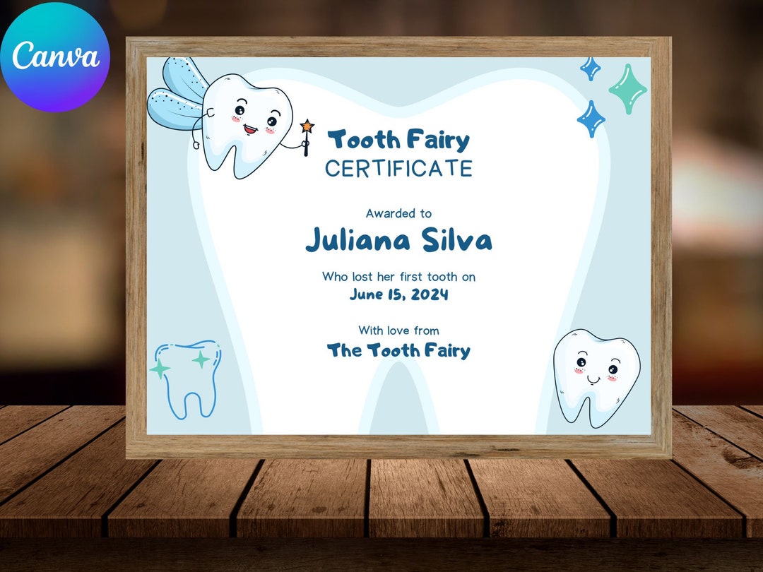 Editable Tooth Fairy Printable Certificate | First Tooth Lost ...