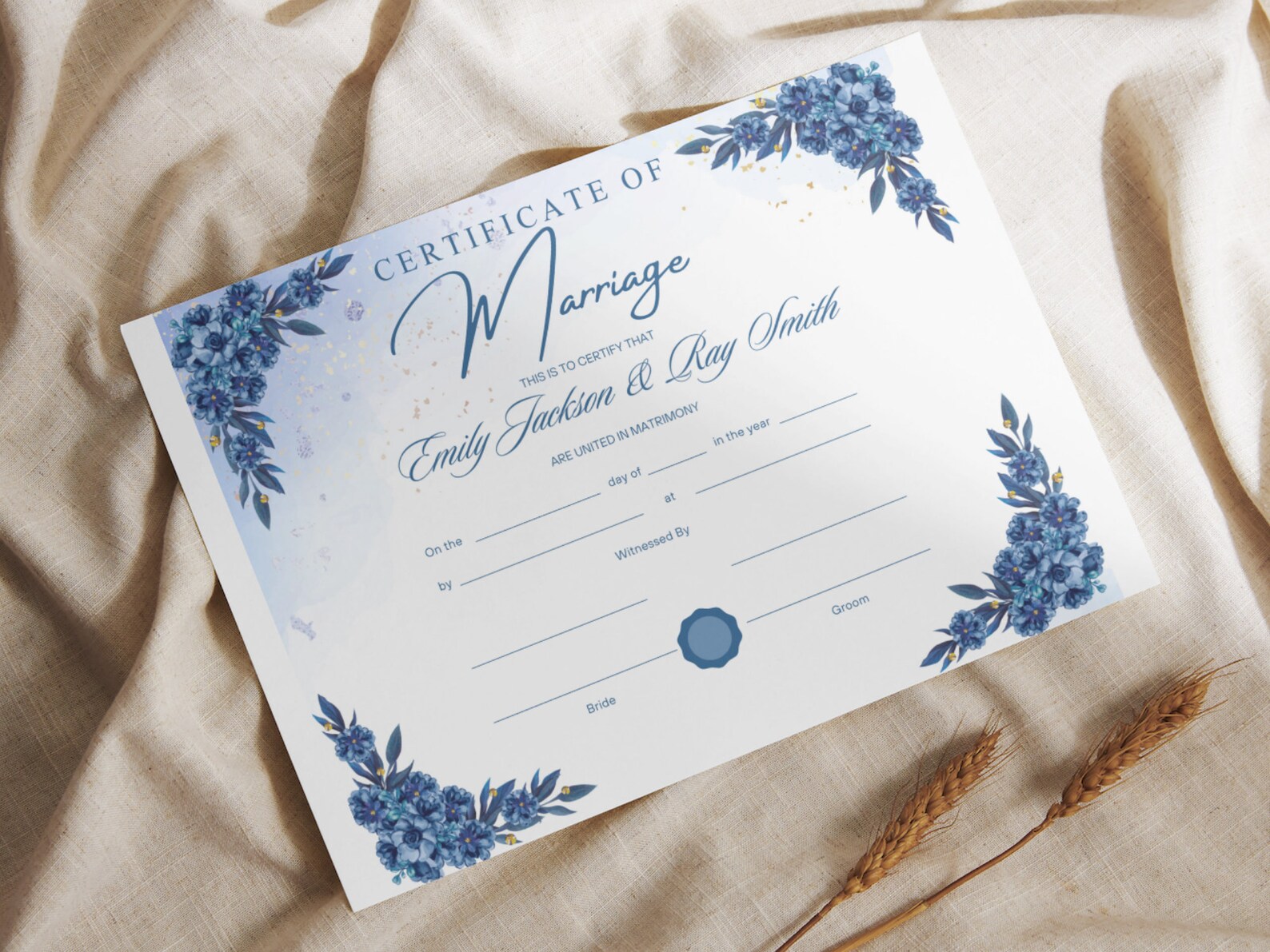 Custom Marriage Certificate Template: Printable Wedding Keepsake (canva ...