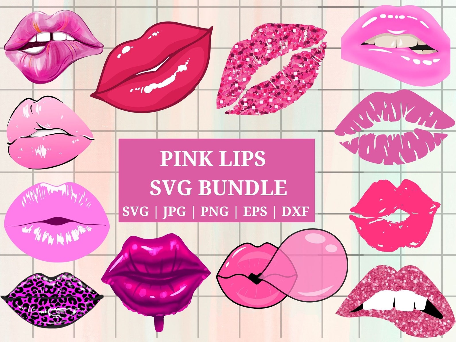 Lips Svg Bundle Pink Lips Bundle Kiss Svg Lips Svg Pink Lips Svg Kiss ...