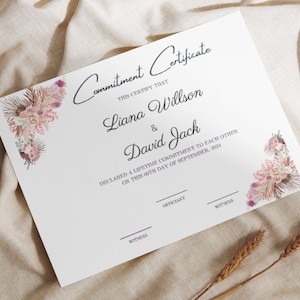 Commitment Certificate Template, Printable Certificate of Commitment ...