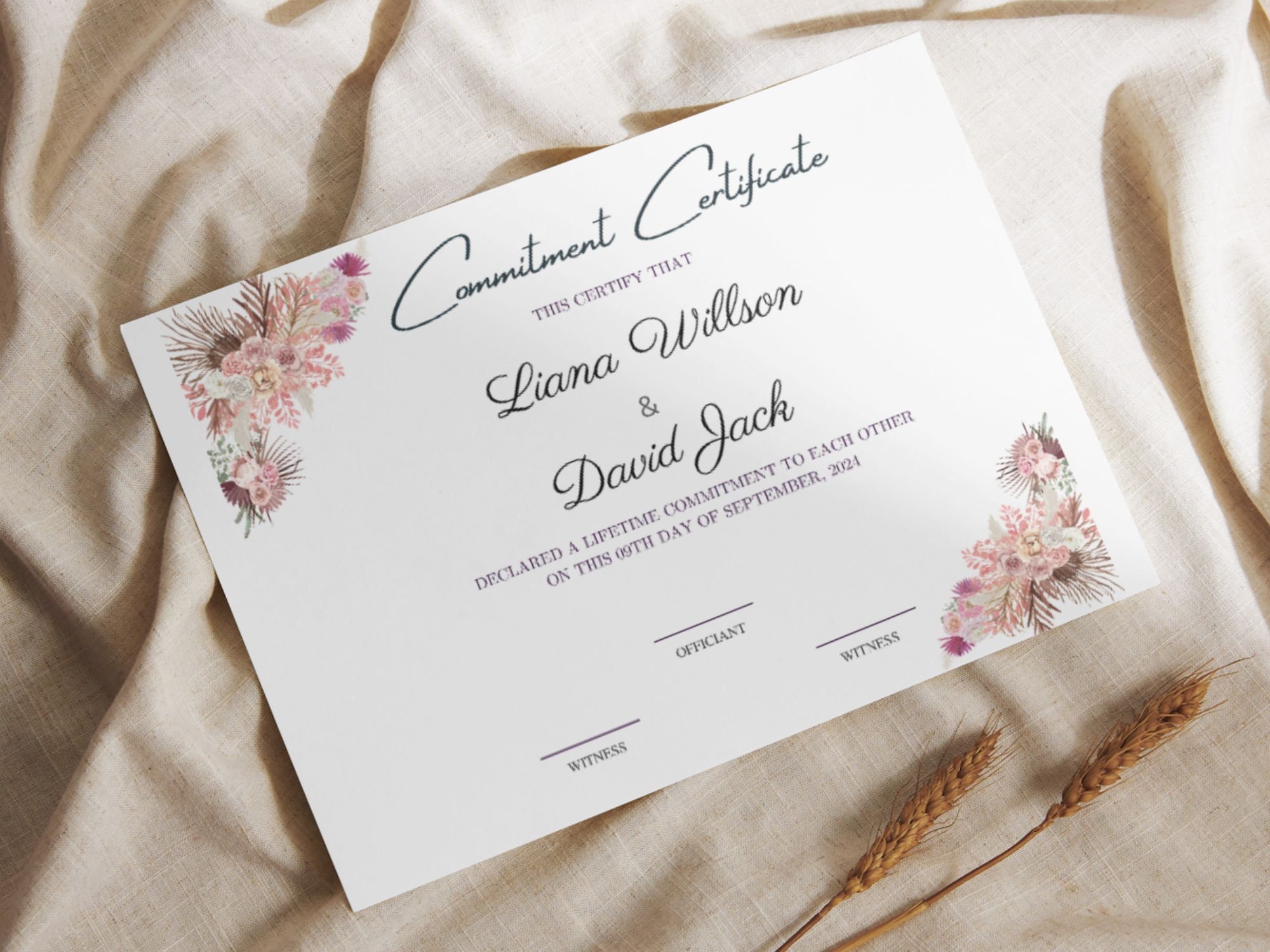 Commitment Certificate Template, Printable Certificate of Commitment ...