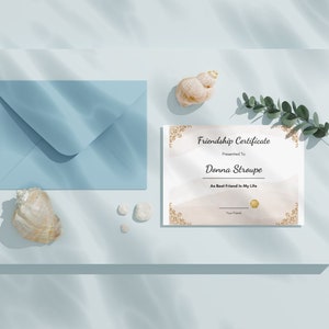 Editable Best Friend Forever Certificate Template, Personalized Gift ...