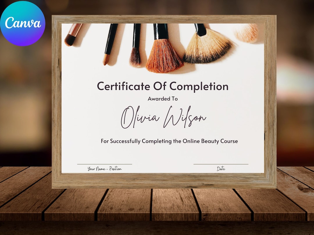 Editable Course Completion Certificate Template (11x8.5 Inches) - Etsy