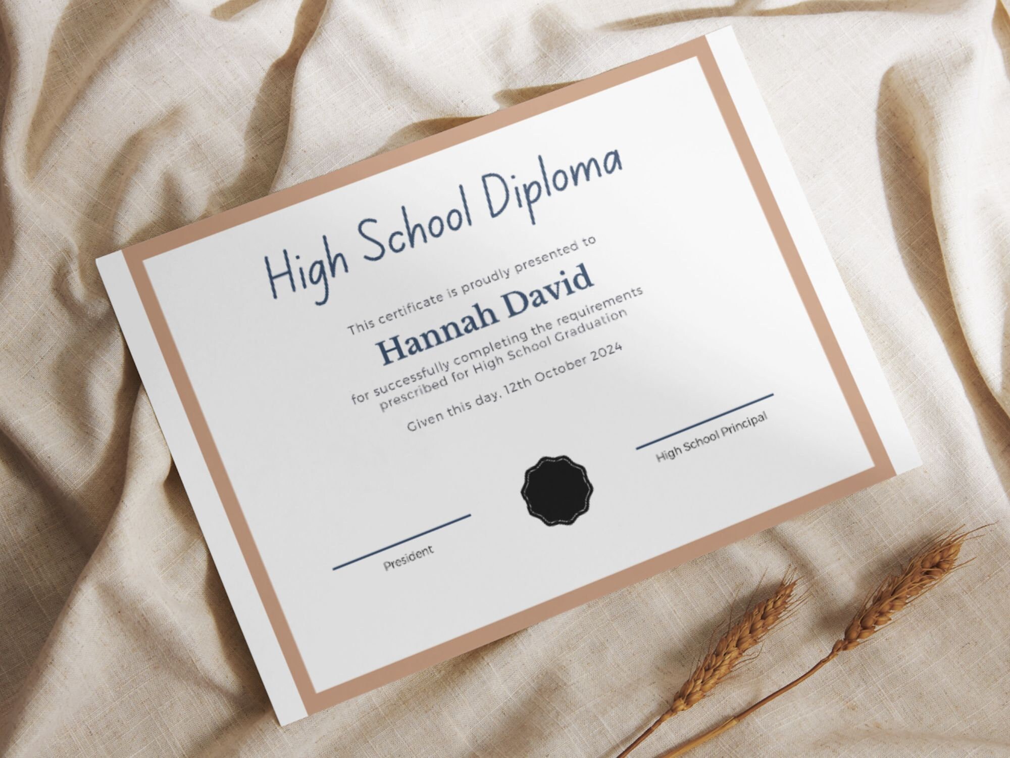 High School Diploma, Home School Diploma, Diploma Template, Printable ...