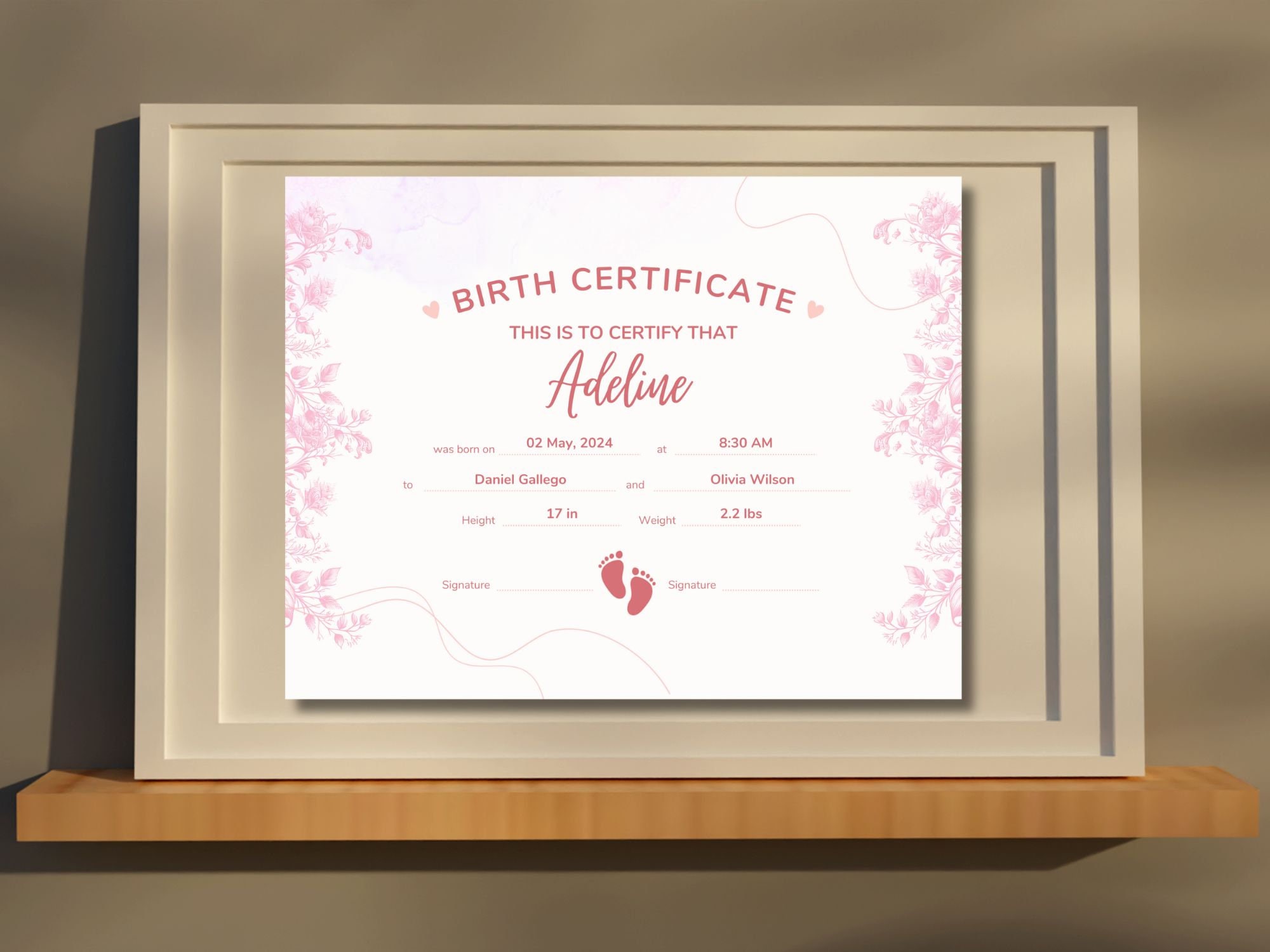 Birth Certificate Template Printable Certificate of Birth Baby Boy Gift ...