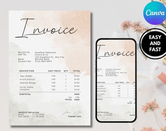 Invoice Template Editable, Small Business Custom Order Form Printable ...