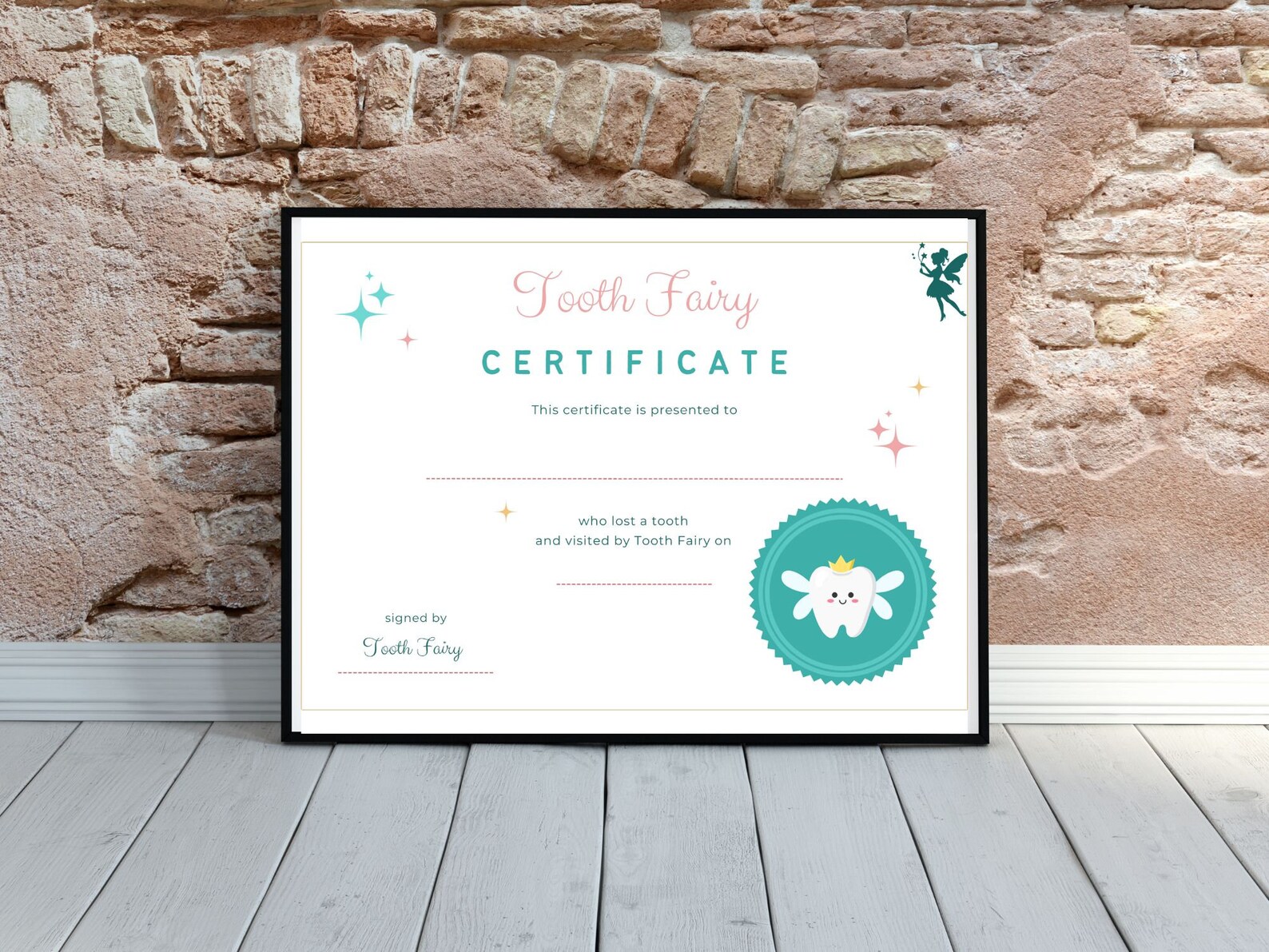 Editable Tooth Fairy Printable Certificate First Tooth Lost Realistic ...