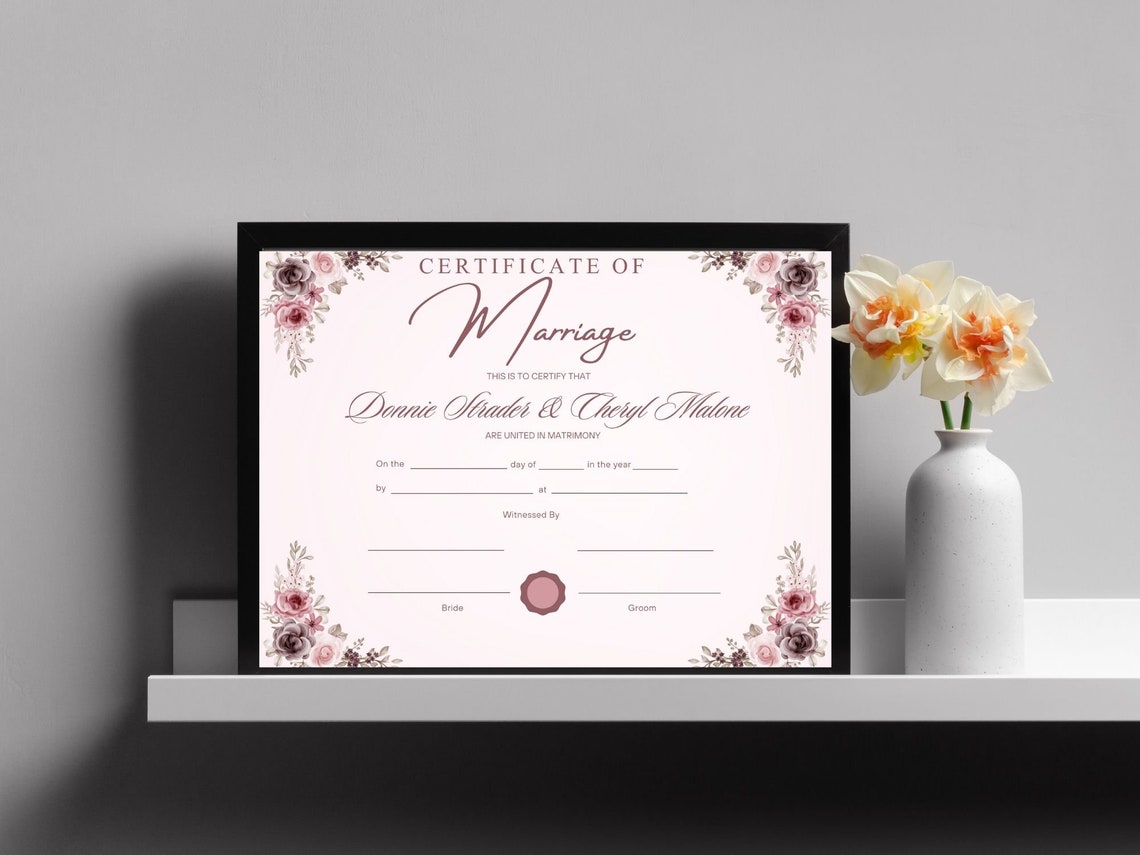 Editable Marriage Certificate Template, Custom Certificate of Marriage ...