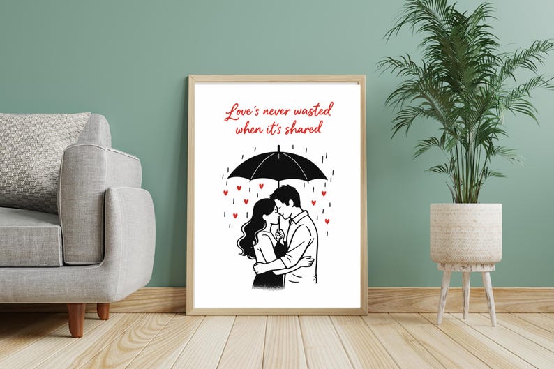Love is Never Wasted When It’s Shared Wall Art, Romantic Couple Quote ...
