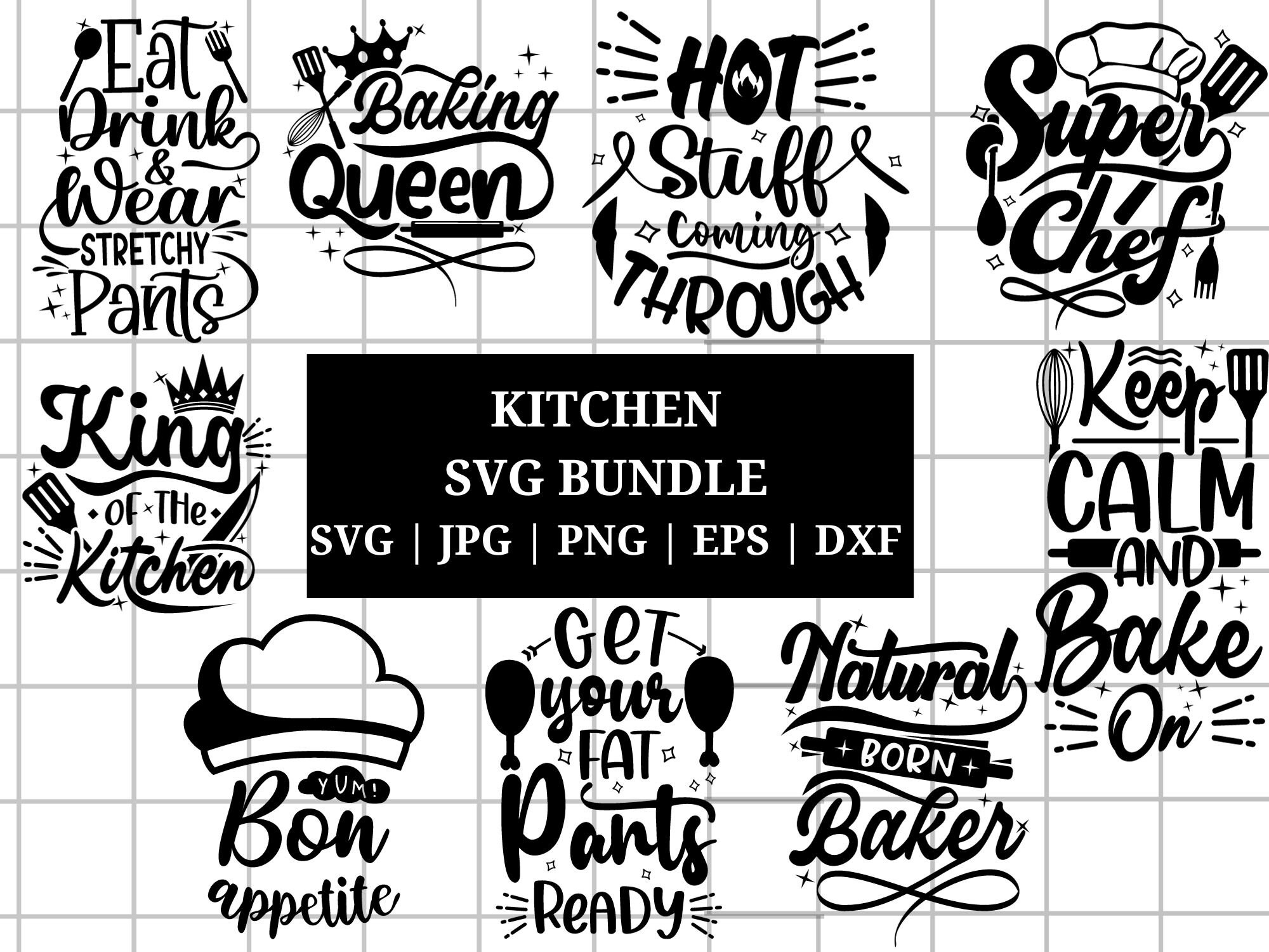 Kitchen Svg Kitchen Svg Bundle Kitchen Monogram Svg Baking Svg