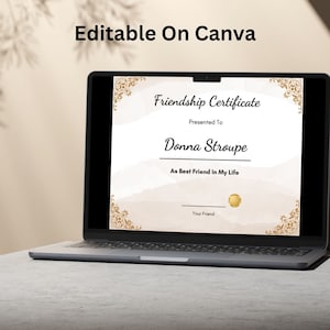 Editable Best Friend Forever Certificate Template, Personalized Gift ...
