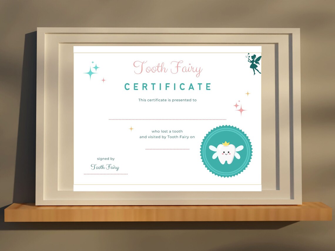 Editable Tooth Fairy Printable Certificate First Tooth Lost Realistic ...