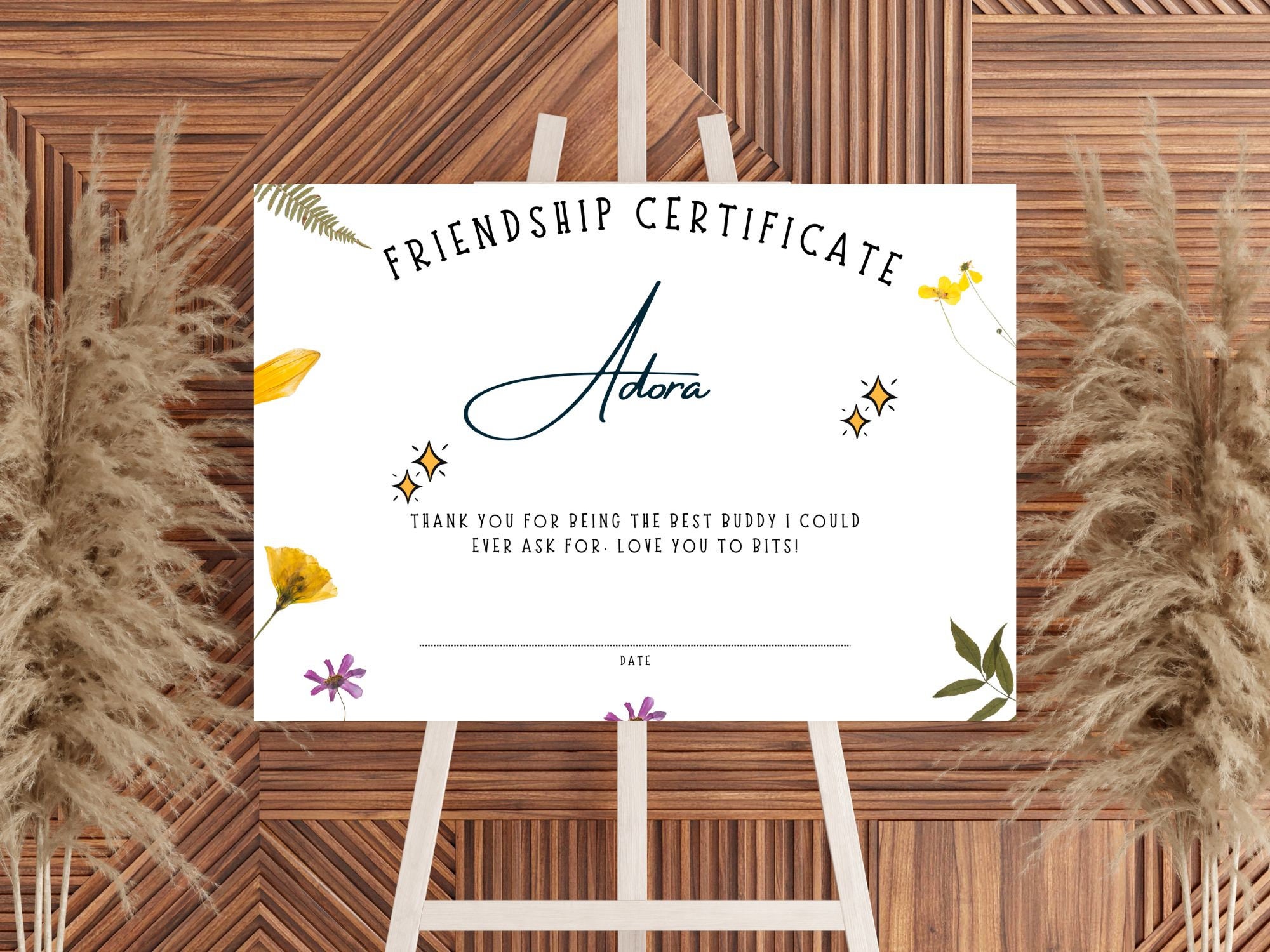 Editable Best Friend Forever Certificate Template, Personalized Gift ...
