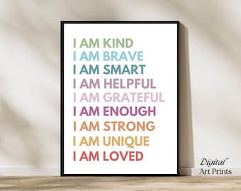 Affirmations for Kids, Classroom Posters, I Am Affirmations, Playroom ...