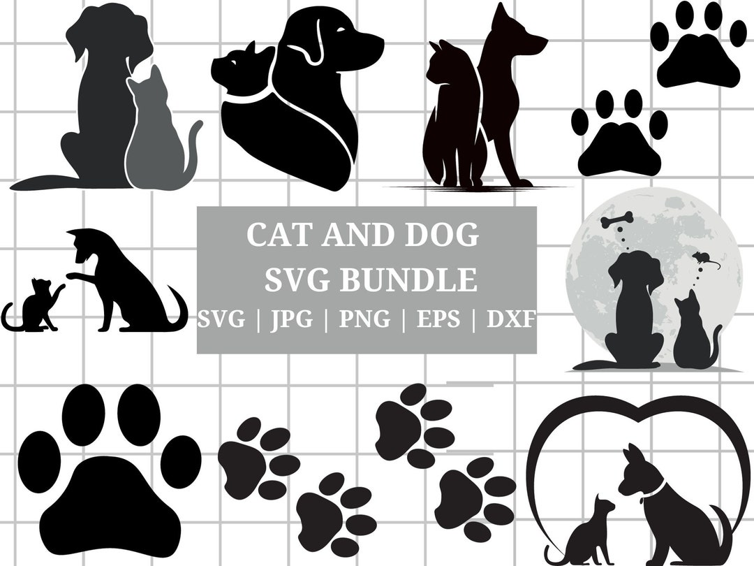 CAT and DOG SVG, Cat and Dog Clipart, Cat and Dog Svg Cut Files for ...