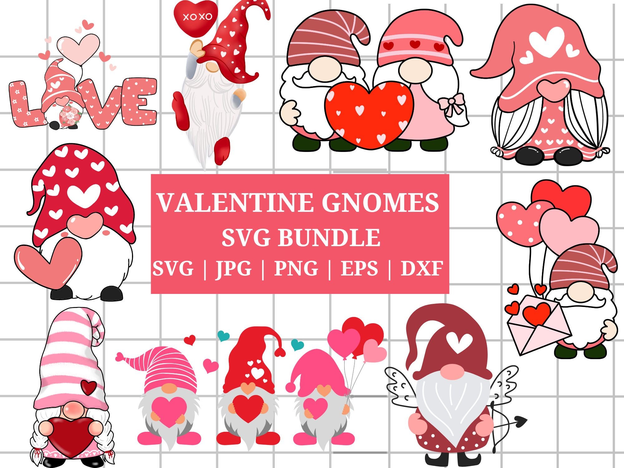 Valentine Gnomes Layered SVG Bundle, Layered Gnomes Svg, Valentine's ...