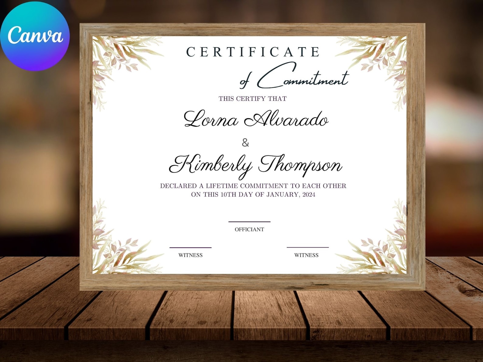 Printable Commitment Certificate Template: Editable Canva Design - Etsy
