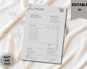 Invoice Template Editable, Small Business Custom Order Form Printable ...