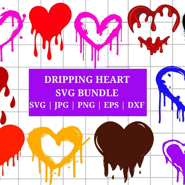 Dripping Heart Svg - Etsy