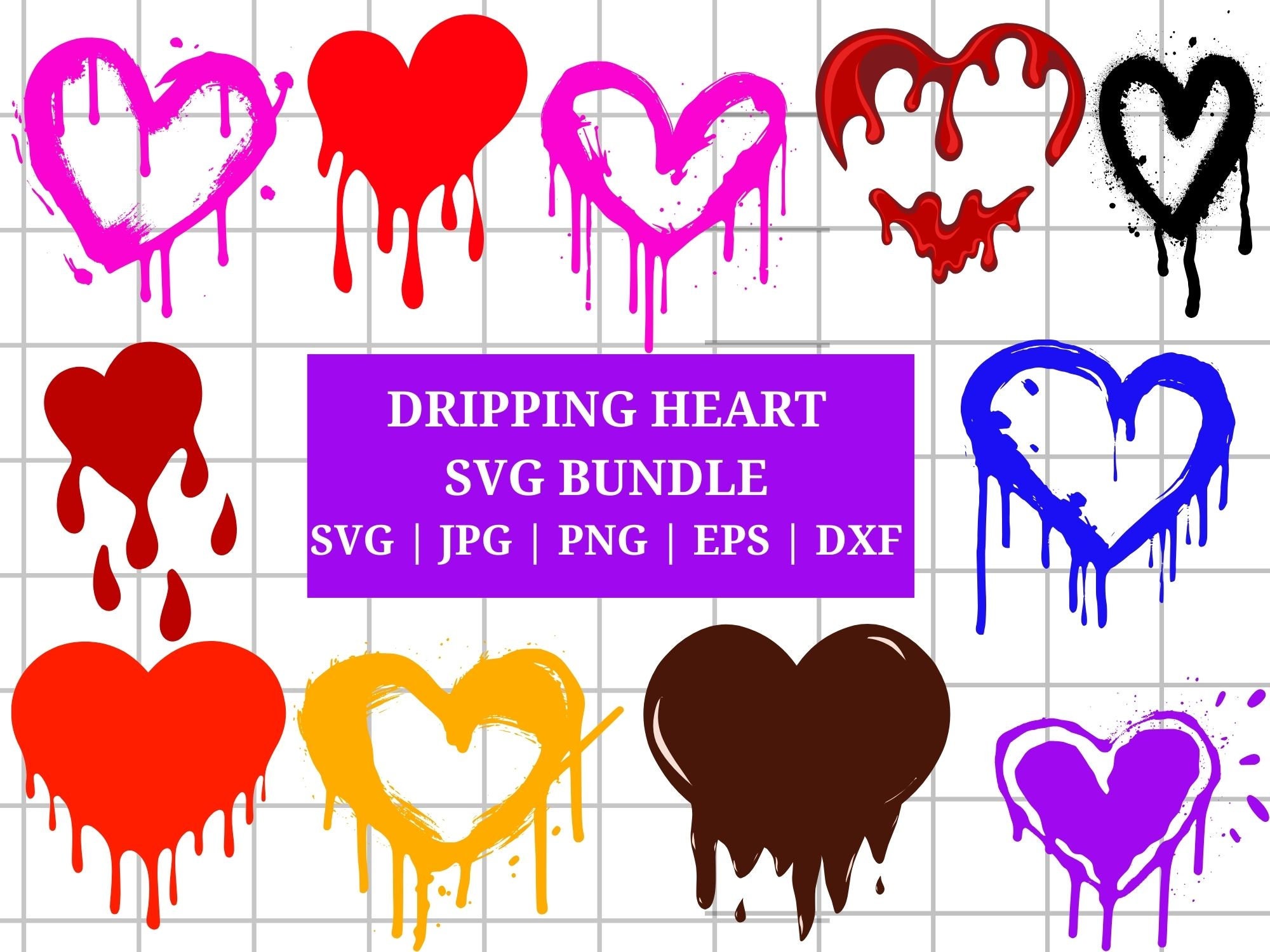 Dripping Heart SVG, Love SVG, Hearts SVG, for Cricut, for Silhouette ...