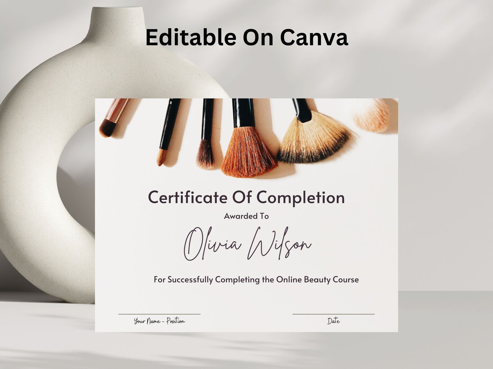Editable Course Completion Certificate Template (11x8.5 Inches) - Etsy