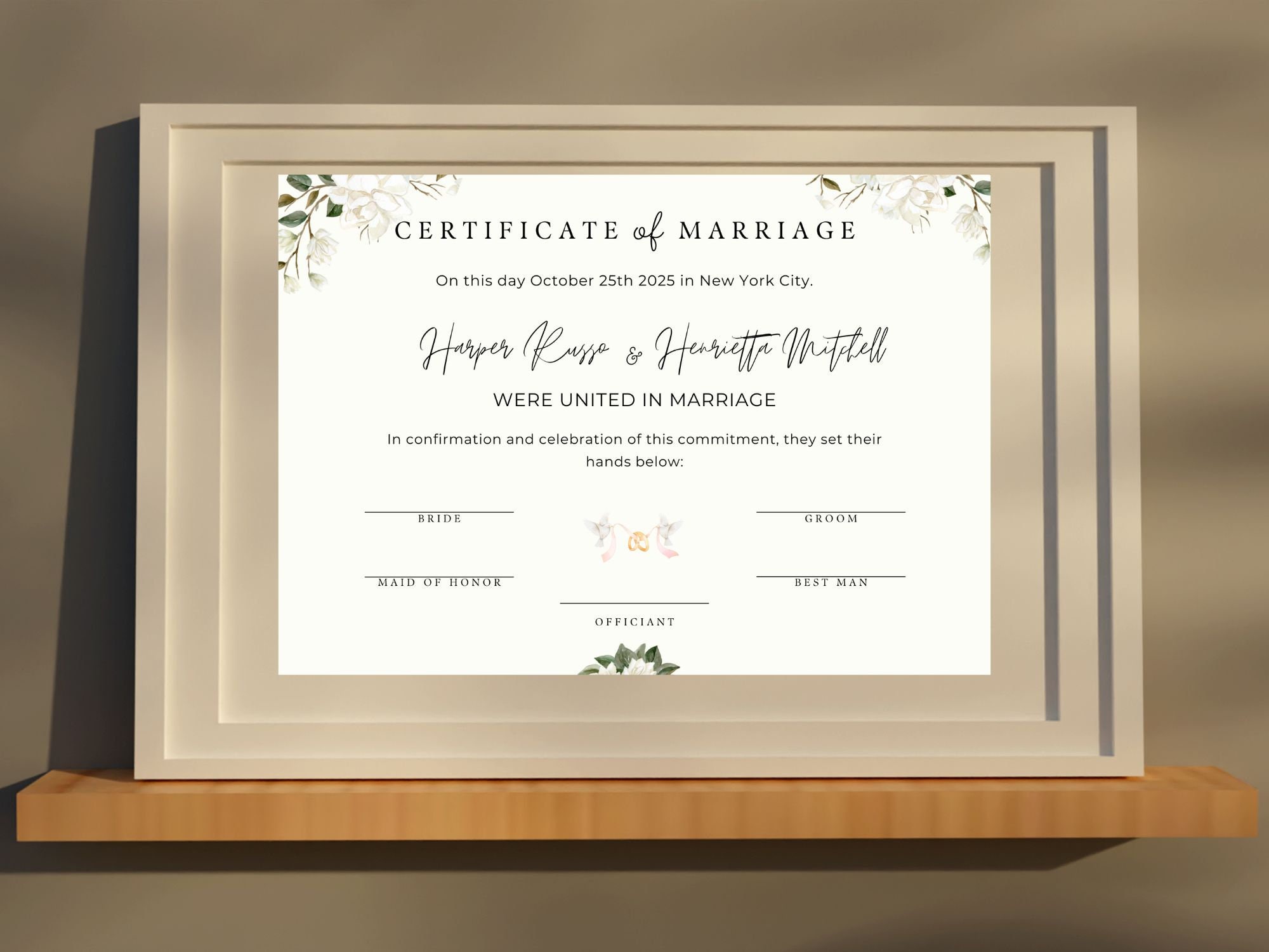 Editable Marriage Certificate Template: Printable Wedding Keepsake - Etsy