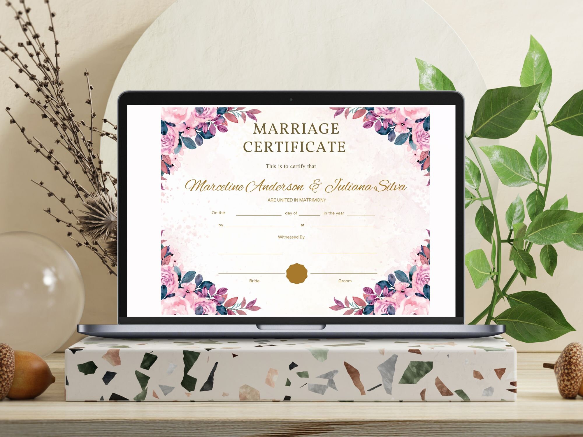Editable Marriage Certificate Template, Custom Certificate of Marriage ...