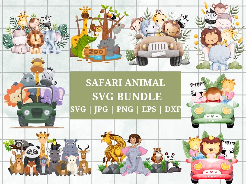 Jungle Animals SVG Set. Safari Animals SVG. Cricut Cut Files, Layered ...