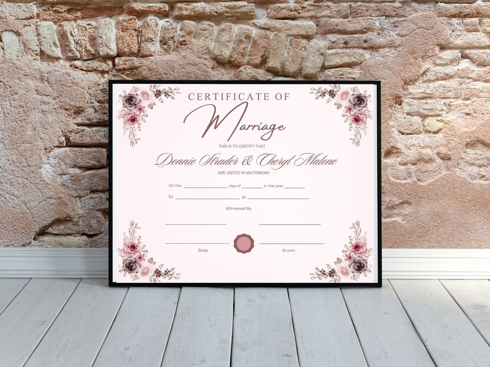 Editable Marriage Certificate Template, Custom Certificate of Marriage ...