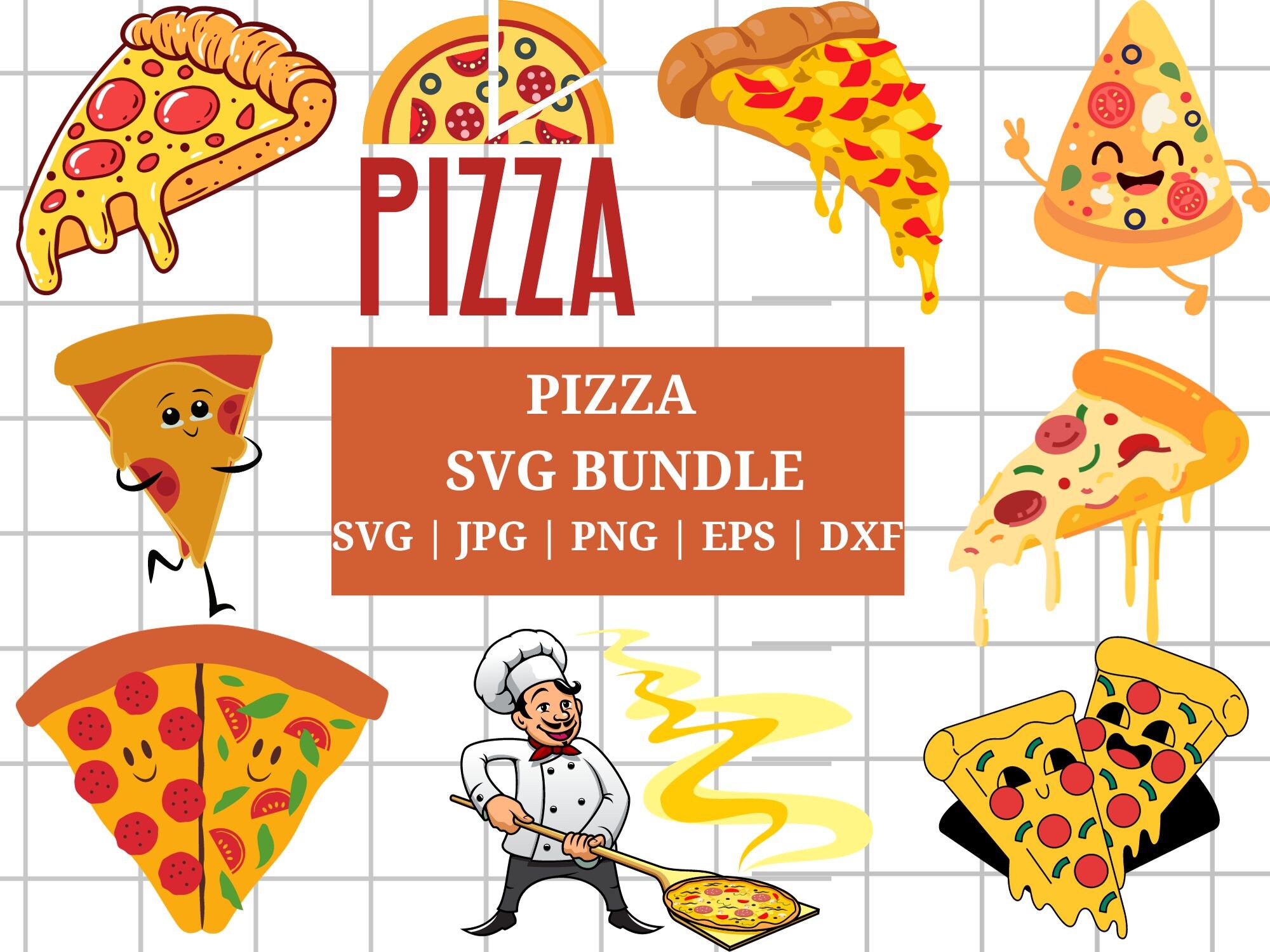 Pizza Bundle - SVG, PNG, JPG - Digital Cut File, Commercial Use ...