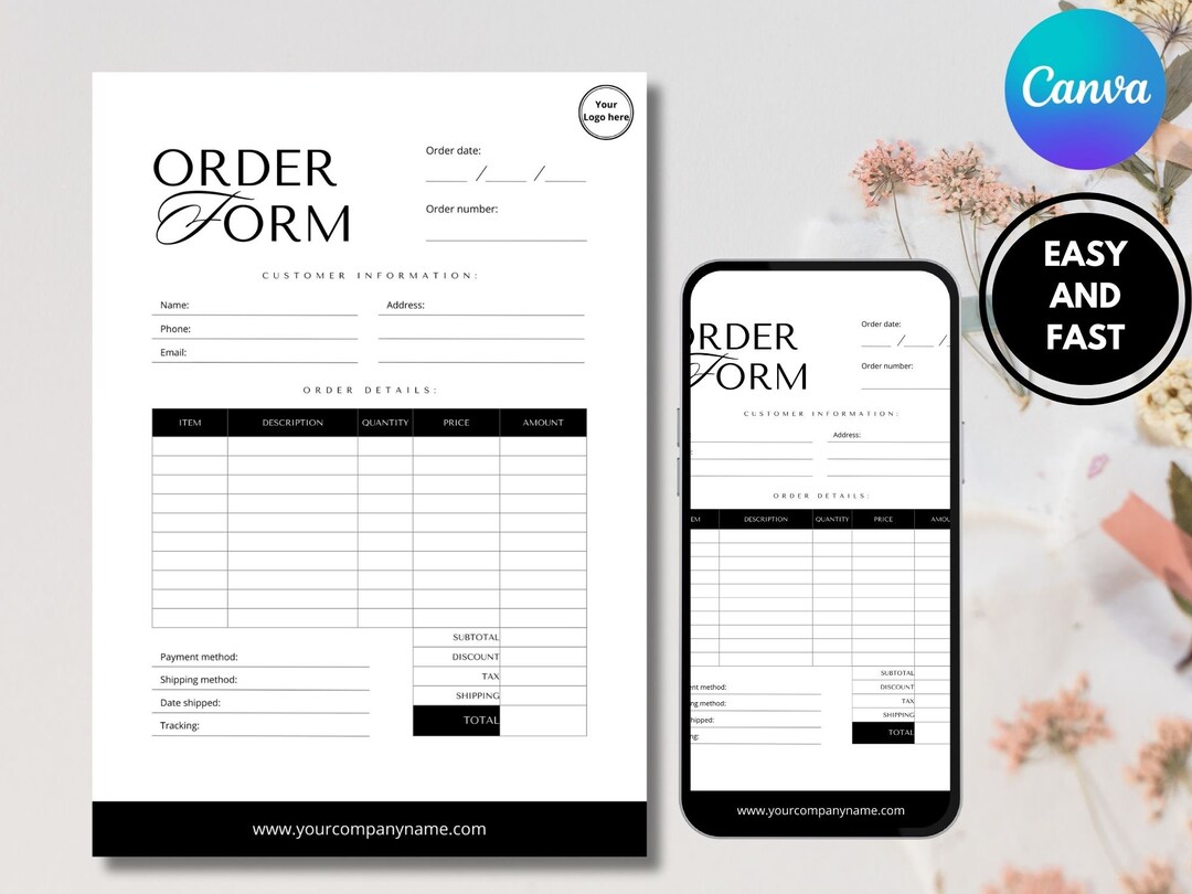 Order Form Editable Crafters Order Form Template Etsy Shop Craft ...