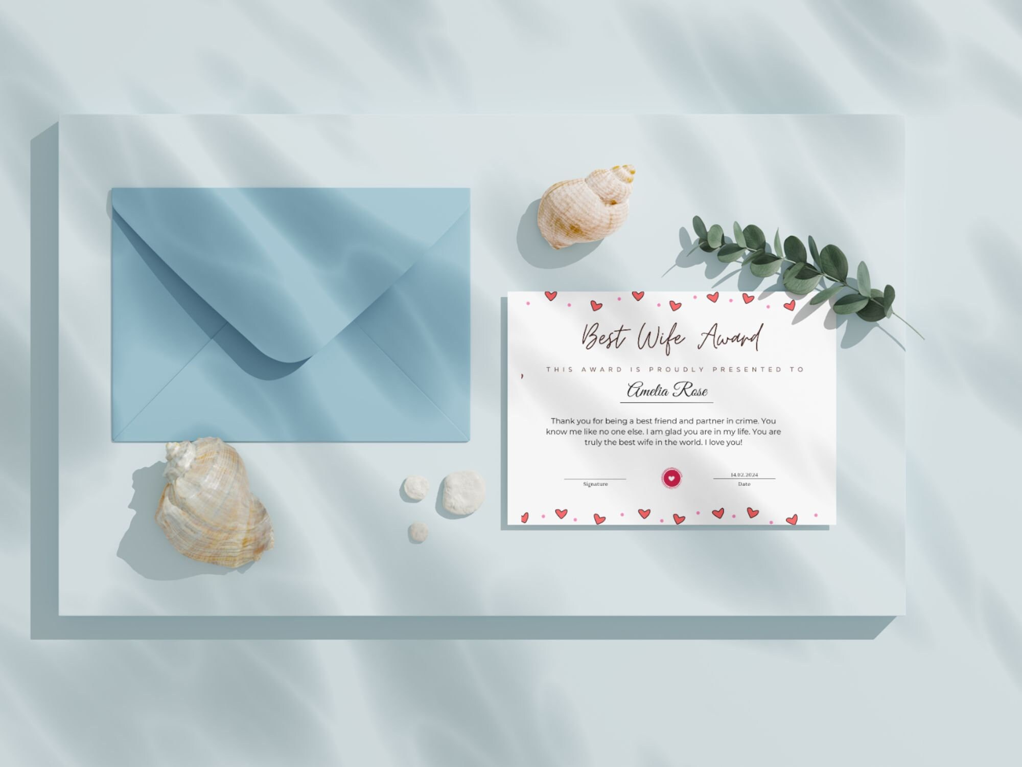 Best Wife Certificate Award Template, Editable Printable Best Wife Gift ...
