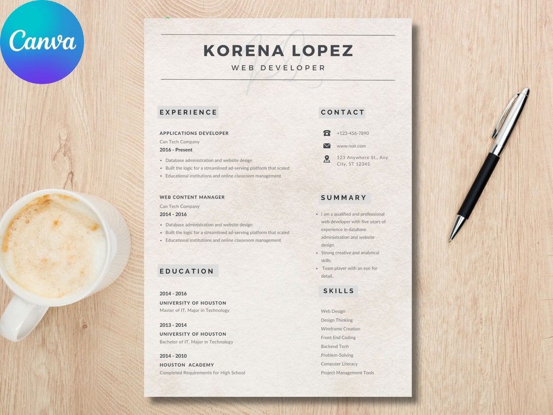 Resume Template, Modern Resume Template With Photo, Resume Template ...