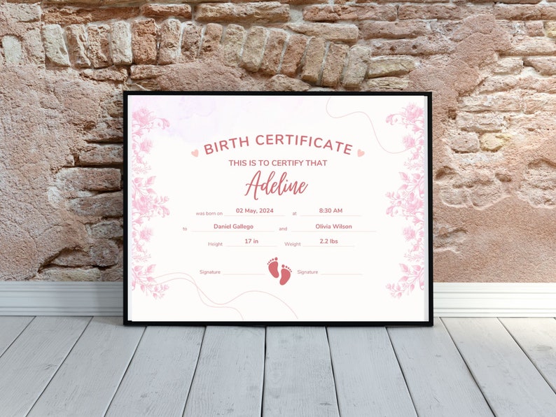 Birth Certificate Template Printable Certificate of Birth Baby Boy Gift ...