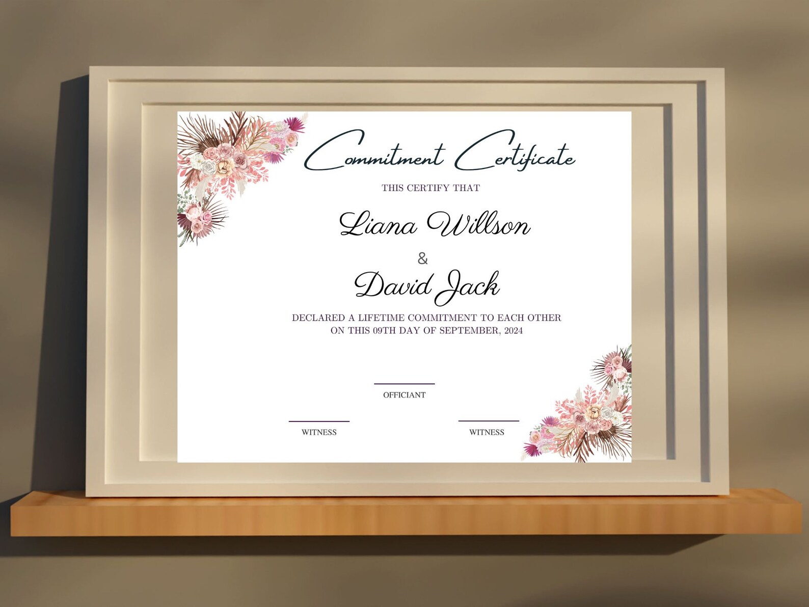 Printable Commitment Certificate Template: Editable Ceremony Keepsake (canva Template) - Etsy