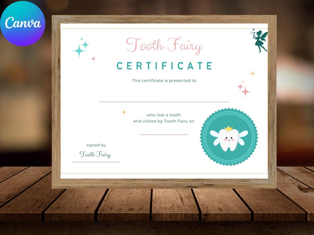 Editable Tooth Fairy Printable Certificate | First Tooth Lost ...