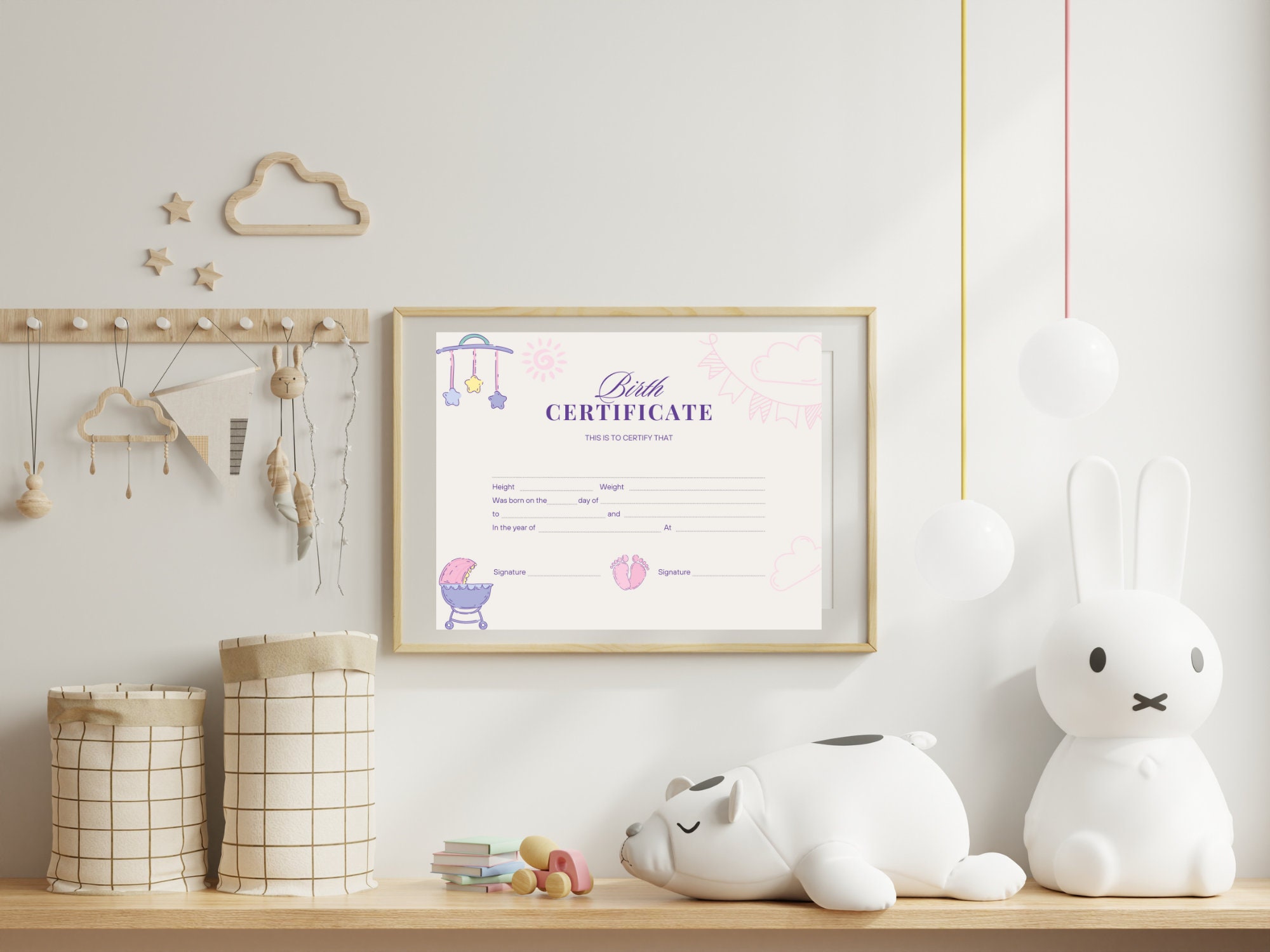 Editable Baby Birth Certificate Template: Canva Keepsake (digital ...