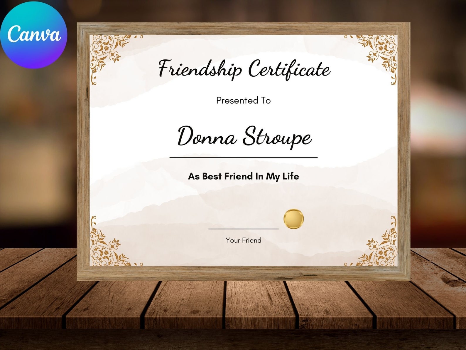 Editable Best Friend Forever Certificate Template, Personalized Gift ...