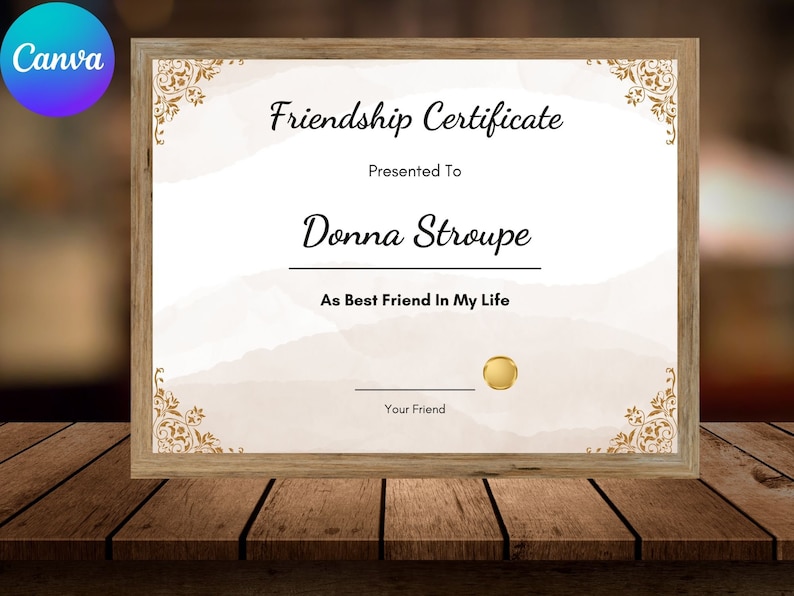 Editable Best Friend Forever Certificate Template, Personalized Gift ...